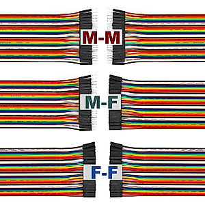 Chanzon 120 pin 10cm 20cm 30cm Long Header Jumper Wire Dupont Cable Line Connector Assorted Kit Male Female Ribbon Solderless Multicolor for Arduino Raspberry pi Electronic Breadboard Protoboard PCB