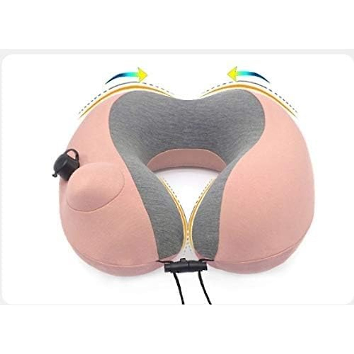 PATINS Inflatable Travel Pillow Neck Cushion for Airplane or Car Travel,Washable Pillowcase U Shaped Office Napping Pillow with Earplugs and Eye Mask for Airplanes Cars Buses Trains Office