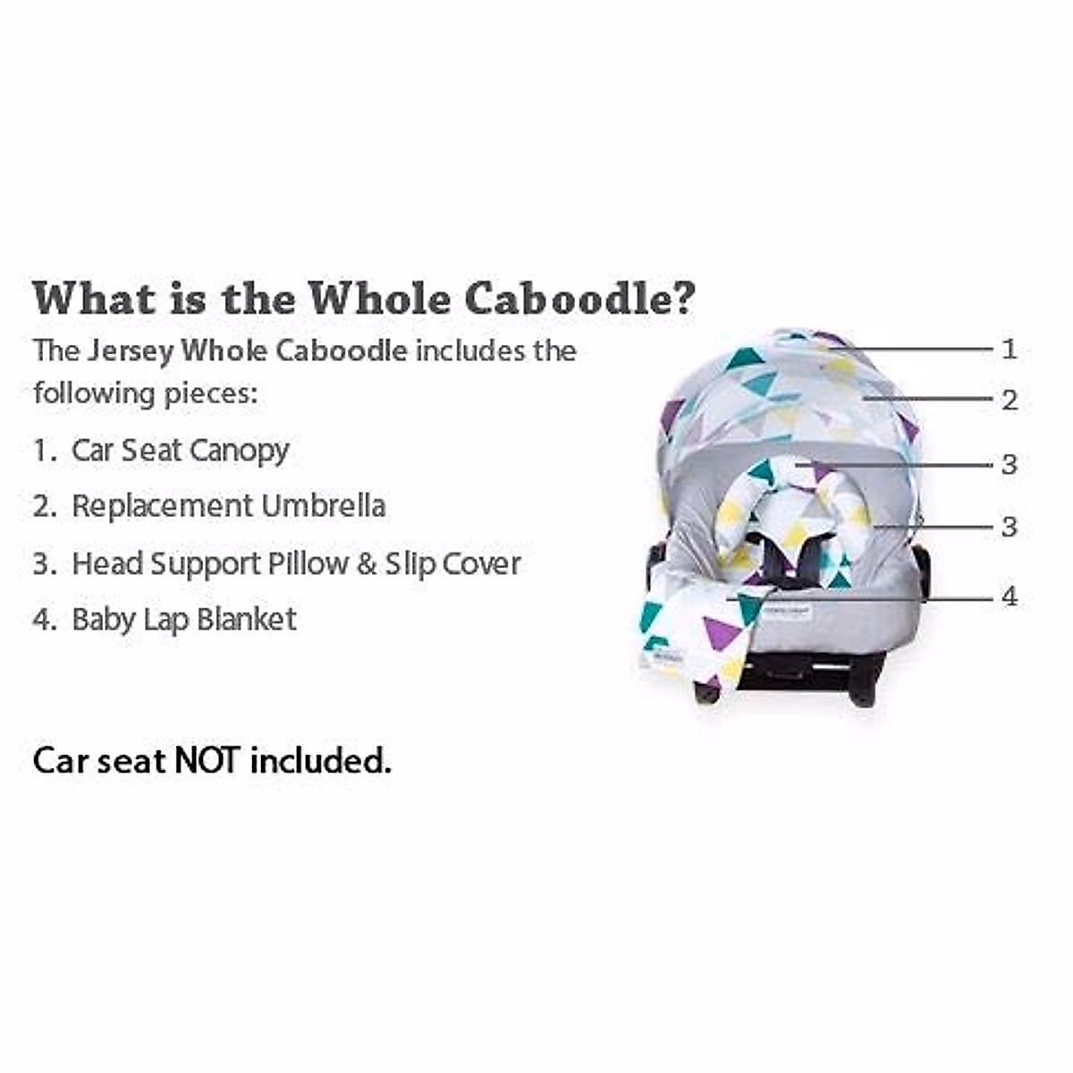 Carseat Canopy Whole Caboodle 5 Piece Set, Soft Jersey Stretch Material - Tatum
