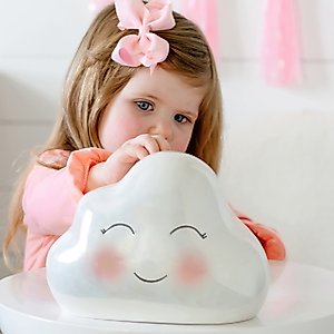 Iridescent Cloud Ceramic Piggy Bank - Nursery Decor, Gift For Baby Shower, Toddler, or Children, Baby Room Decor, Coin Bank