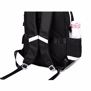 Teecho Girl School Backpack Cute Backpack Set for Women Fashion Bookbag with Pen case and Lunch Bag Black