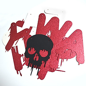 Glitter Happy Halloween Banner Halloween Decorations for Halloween Party Supplies,Halloween Wall Office Classroom Decor Indoor Outdoor Red