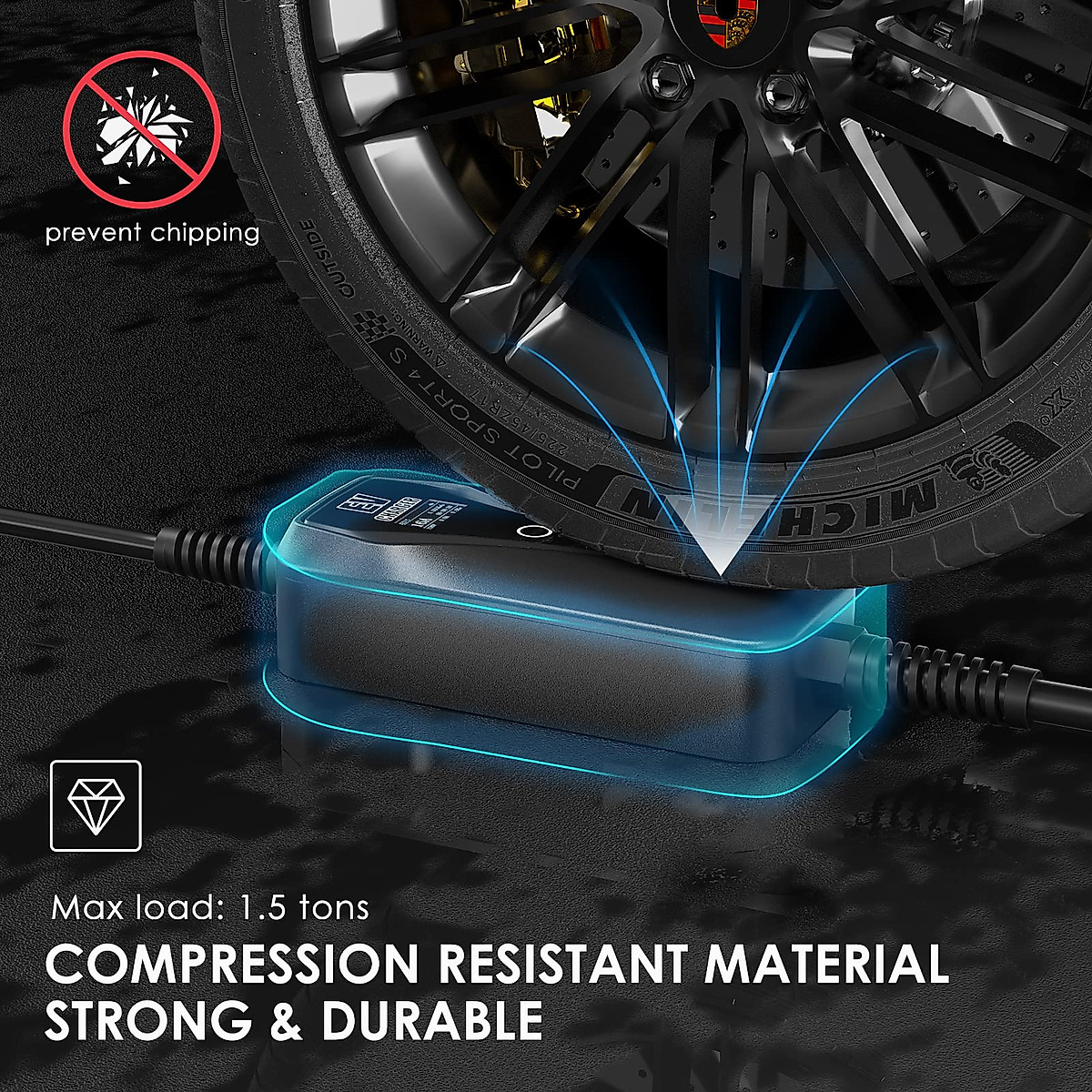 EVJUICION Level 1-2 EV Charger, 110-240V 6-16Amp Adjustable Current Electric Vehicle Charger, 16Ft Cable Universal EV Car Charger NEMA 6-20 Plug with NEMA 5-15 Adapter for J1772 Electric Cars