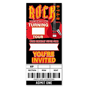 VAHATAN Rockstar Birthday Party Invitations 20 Pack Rockstar Ticket Invitations with Envelopes Invites Cards for Birthday Party