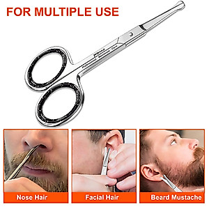 ProMax Care Eyebrow Scissors, Small Scissors for Men and Women - Curved and Rounded Nose Hair Scissors for Grooming Mustache, Beard, Eyelashes, Ear Hair Trimming- Professional Stainless Steel -