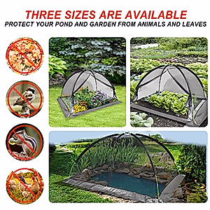Kapler Pond Garden Cover 12x9FT Garden Net Dome Pond Covers for Outdoor Ponds with Zipper and Stakes, Pond Cover for Fish Shade Leaves, Nylon Mesh Protection Pond Netting Tent for Garden Yard Pool