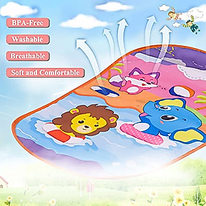 Baby Play Mat, Baby Activity Mat with Kick Piano, Baby Floor Mat with Bear Rattle, Kick and Play Piano Gym Activity Center for Baby, Baby Music Toys for 0-12 Months