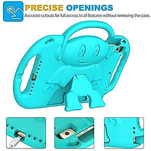 SUPLIK iPad 10.2 Case for Kids, iPad 9th/8th/7th Generation Case, iPad 10.2 2021/2020/2019 Protective Case with Shoulder Strap Handle Stand for Apple iPad 10.2 inch Model, Cyan
