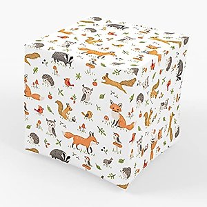 Stesha Party Forest Woodland Animal Wrapping Paper - Folded Flat 30 x 20 Inch (3 Sheets)