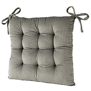 HLOVME Corduroy Chair Cushion with Ties Ultra Soft Warm Floor Cushion for Kids Reading Nook Comfortable Square Seat Cushion for Adult 15.7”x15.7”, Grey