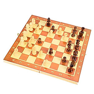Dilwe Chess Set, Portable Wooden Travel Magnetic Chess Set Chess Board Folding for Kids Adults Family Outdoor Chess Game