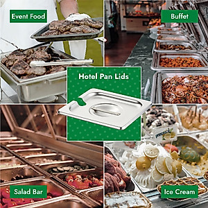 HECMAC 6-Pack 1/6 Size Notched Hotel Pan Cover,Stainless Steel Solid Steam Table Catering Food Pan Lid with Handle