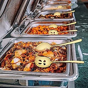 Stainless Steel Serving Spoon x 3, Slotted Serving Spoon x 3, 9.14 Inches Large Serving Utensils Set of 6 for Catering, Dishwasher Safe (Gold)