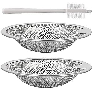 Qtimal Kitchen Sink Drain Strainer with Upgraded Handle, 2 Pack Reinforced Stainless Steel Sink Strainer for Most Home Standard Kitchen Drains, Anti-Clogging Drain Basket Catcher with Fast Flow Design