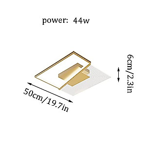 MayNuo Simple Style Led 3 Color Temperatures Dimmable Flush Mount Ceiling Light,Gold Square Lighting Fixtures,Contemporary Art Modeling Ceiling Lamp,for Bar, Living Room Ceiling Light/50Cm