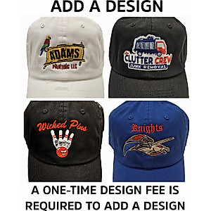 Custom Embroidered Hats Baseball Caps, Trucker, Flexfit, Fitted, Ponytail, Beanies, Kids, Bucket Front & Back (Dad Hat -Black)