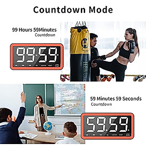VOCOO Digital Kitchen Timer with 7.8” Extra Large Display, Magnetic LED Timer with 3 Brightness, 4 Alarms and 3 Volume Levels, Battery Powered Countdown Count Up Timer for Cooking, Classroom, Home Gym