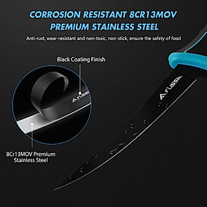 FLISSA 4PC Fishing Tool Kit, Fish Lip Gripper with Scale, Muti-Function Fishing Pliers, Braided Line Scissors, 6'' Fish Fillet Knife, Saltwater Resistant Fishing Gear with 3PCS Safety Coiled Lanyard