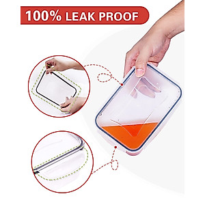 Large Plastic Food Storage Container with lid, CASA LINGO Meal Prep Airtight Containers for Kitchen and Fridge, Set of 20 Pieces Plastic Food Containers (Black)