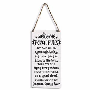 HTBIG Wood Decorative Signage, Rustic Front Porch Welcome Sign, Farmhouse Home Decor, 6 x 12 inches