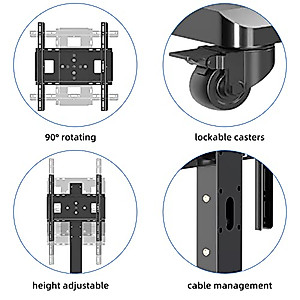 suptek Rotating Mobile TV Cart for 26-55 inch TV Holds up to 110lbs, Heavy-Duty Floor Stand Base for Live Stream Video Conferencing Tiktok YouTube Zoom(XZ-05)