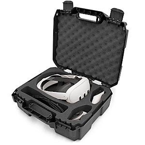 CASEMATIX Travel Case Compatible with Meta Quest 3 Elite Strap Bundle VR Gaming Headset & Accessories, Impact Resistant Shell and Precision Cut Shock Absorbing Foam Protects Meta 3