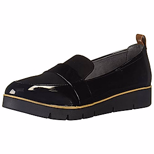 Dr. Scholl's Shoes Women's Webster Slip On Loafer, Black Patent/Microfiber, 8.5 Wide US