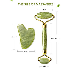 HANABEE Authentic Jade Roller for Face Gua Sha Facial Tools Face Roller Skin Care Facial Roller for Puffiness -Jade