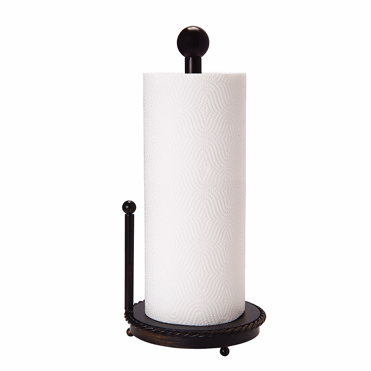 Gourmet Basics by Mikasa Rope Paper Towel Holder, 14 inches, Antique Black