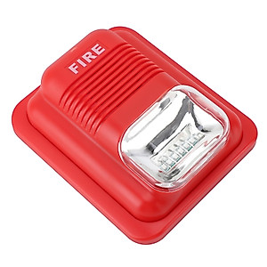 Audible and Visual Fire Alarm Device, Plastic Sound and Light Fire Alarm Warning Strobe Siren Alert Security System for Residential Buildings