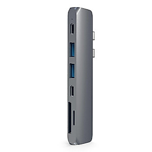 Satechi USB C Hub Adapter, USB C Dongle 7 in 1, USB C with 4K HDMI, 87W USB C PD Charging, USB C Data, 2 USB-A Data, Micro/SD Card Readers, for MacBook Pro/Air M1 M2 M3 M4 - Space Gray