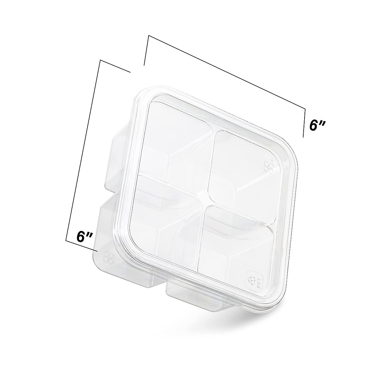 MT Products Small Plastic 4 Compartment Meal Prep Containers with Lids - Disposable Divided Compartment Bento Box for Lunch, Snacks or Travel 6 in x 6 in (15 Pieces) - Made in The USA