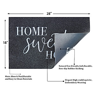 AAZZKANG Door Mats Outdoor Welcome Mat Indoor with Non Slip Rubber Backing Home Sweet Home Doormat Quickly Trap Dirt Easy to Clean Front Door Mat for Entrance Black