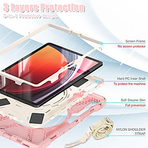 Tablet Protective Case Shockproof Heavy Duty TPU Case Compatible with Samsung Galaxy Tab S9 11 Inch 2023 X710/X716B/X718U,Rotating Kickstand Handle Shoulder Strap,Protective Cover Drop-Proof Shock-Pro