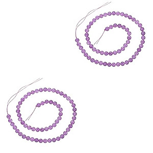 CRAFTHROU Gemstone Charms Circle Beads Gemstone Beads 2 Strings Chalcedony Round Beads Loose Beads Chalcedony Powder Purple Lavender Accessories Crystal Jewelry DIY Kits