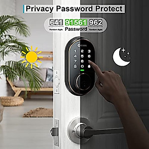Keyless Entry Door Lock - GEEANN Smart Keypad Deadbolt Lock, Electronic Door Locks with Keypads, Touchscreen Auto Lock, Anti-Peeking Password and Backlit Design Oil Rubbed Bronze