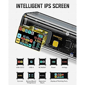 Shargeek Portable Charger, Storm 2 100W 25600mAh Laptop Power Bank, World's First See Through Battery Pack with IPS Screen, DC & 2 USB C & USB Ports for MacBook Pro/Dell XPS, iPad/iPhone 13 and More