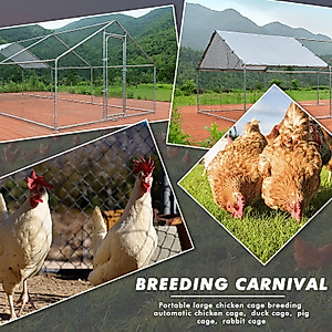 BOSSIN Bold Chicken Coop Run Large Metal Chicken Pen Outdoor, Poultry Cage Spire Shape, Heavy Duty Walkin for Yard with Waterproof and Anti-UV Cover, for Rabbits Habitat