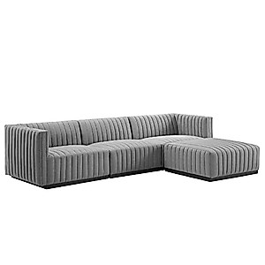 Modway Conjure Sectional, Black Light Gray