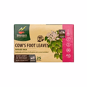 Hanan Peruvian Secrets Cow's foot (Pata de Vaca) Tea | 100% All-Natural Bauhinia forficata from Peru traditionally used to promote overall health and well-being | 25 Tea Bags