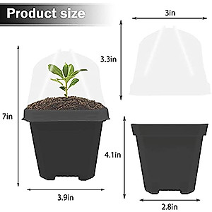 EBaokuup 4" Clear Plant Nursery Pots with Humidity Dome, 10PCS Plastic Gardening Pot Square Plant Container, Seed Starting Pot with Drain Holes for Seedlings/Vegetables/Succulents/Cuttings