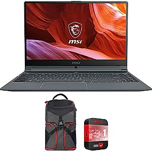 MSI Modern 14 A10M-460 14" Intel i5-10210U 8GB/512GB SSD Laptop Bundle with 1 YR CPS Enhanced Protection Pack and Deco Gear Padded 15" Laptop Gaming Backpack