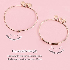 Alex and Ani Path of Symbols Expandable Bangle for Women, Elephant Embossed Charm, Rafaelian Gold Finish, 2 to 3.5 in
