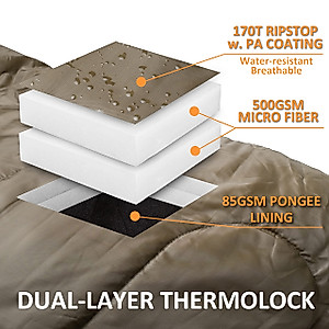 RIOYALO 0°F 0 Degree Winter Sleeping Bags for Adults Cold Weather | Grand-Teton Big and Tall Mummy Sleeping Bag w Compression Sack for Camping Hiking Backpacking | XL 90.6 in | Up to 6 ft 10 in