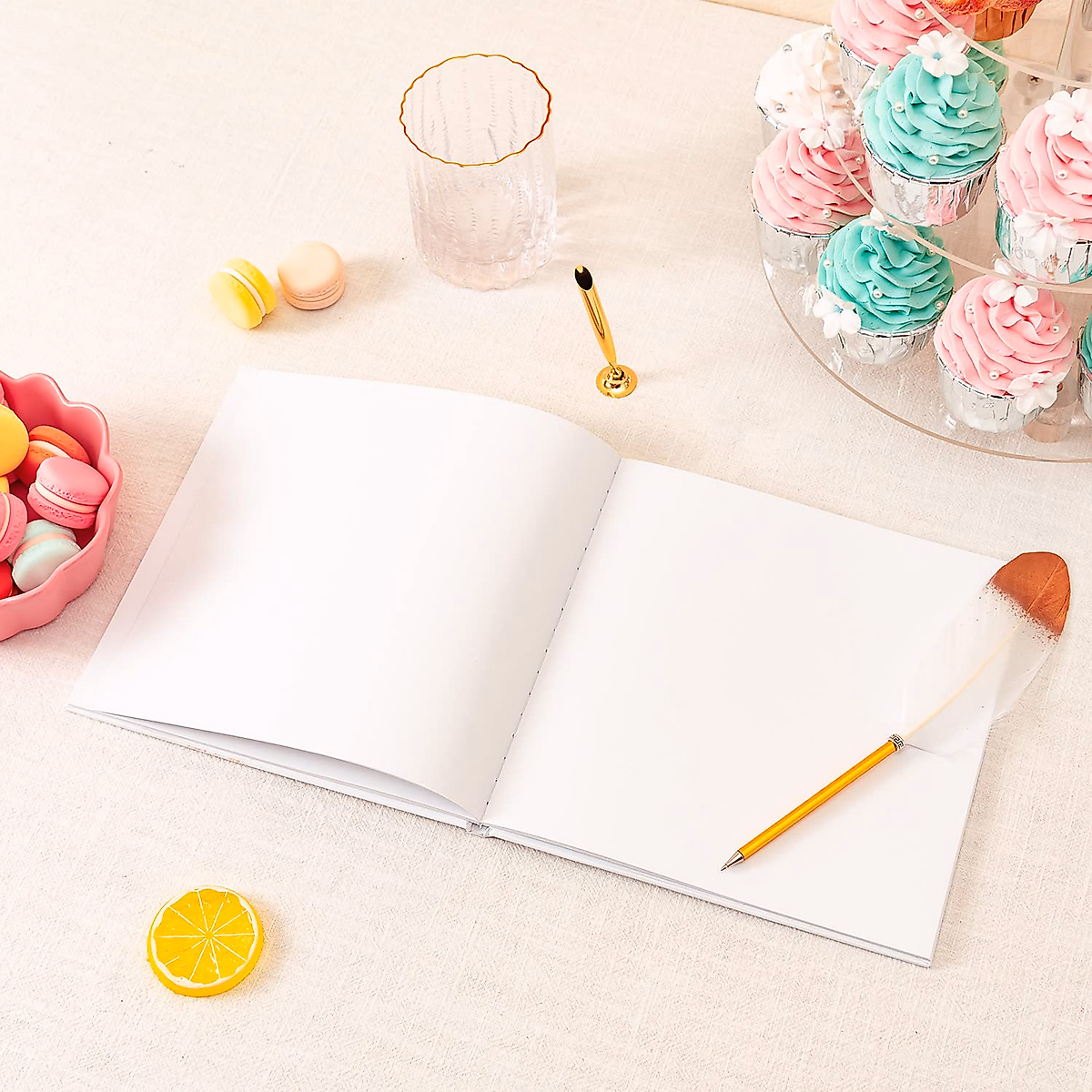 Calculs Bridal Shower Guest Book Miss to Mrs Picture Book Polaroid Blank Pages for Instant Film Rose Gold Bachelorette Party Sign in Book 8.5” Square White Cover Rose Gold Foil Stamping