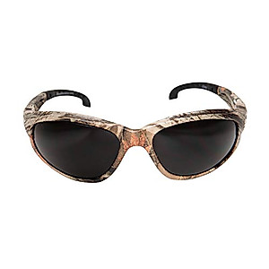 Edge SW116CF Dakura Wrap-Around Safety Glasses, Anti-Scratch, Non-Slip, UV 400, Military Grade, ANSI/ISEA & MCEPS Compliant, 5.04" Wide, Forest Camo Frame/Smoke Lens