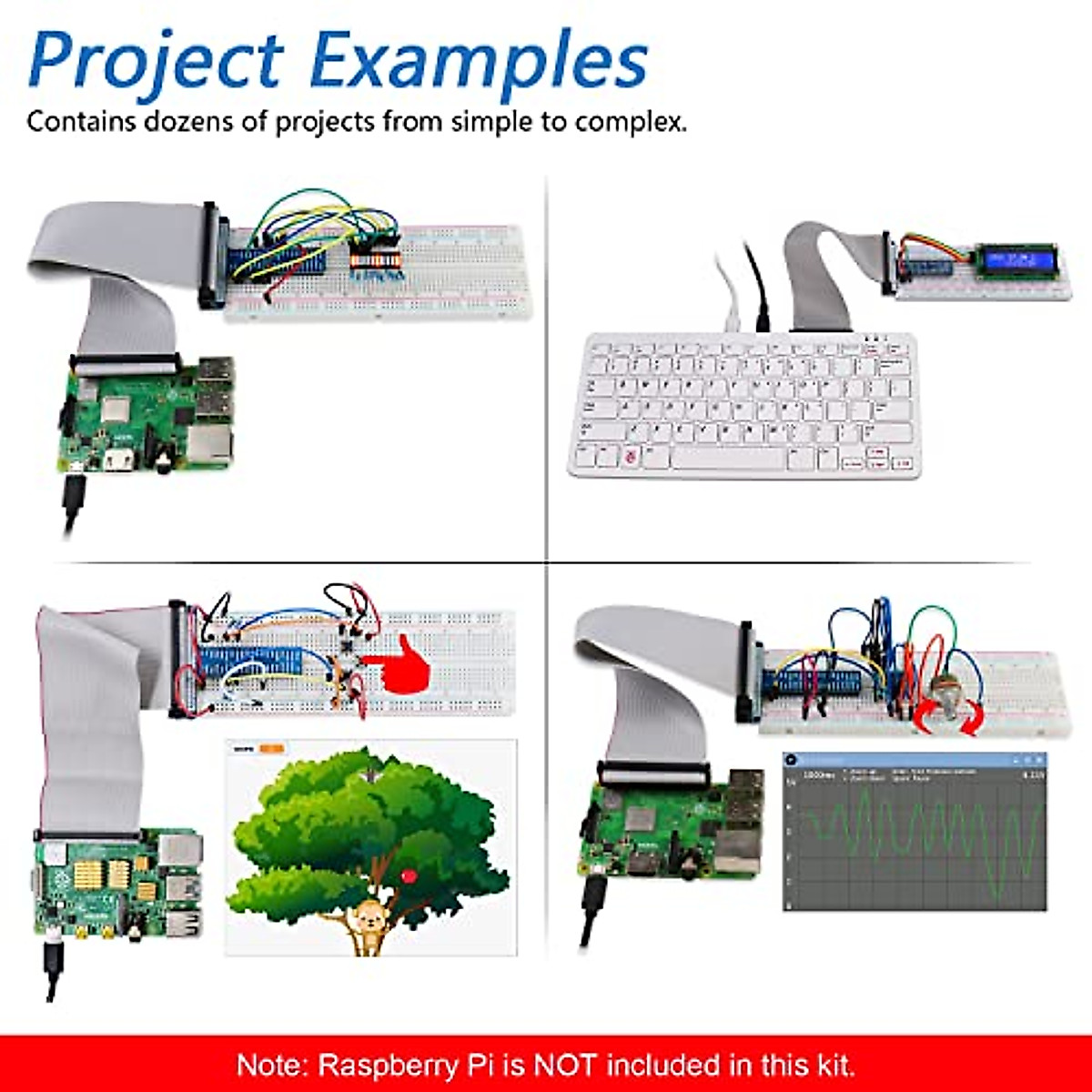 FREENOVE LCD 1602 Starter Kit for Raspberry Pi 5 4 B 3 B+ 400 Zero 2 W, 535-Page Detailed Tutorial, Python C Java Scratch Processing Code, 151 Items, 69 Projects (Raspberry Pi NOT Included)