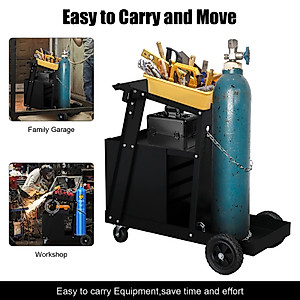 Yoluckea 4 Drawer Welding Tool Cart, Heavy Duty Wheels Steel Welding Trolley with 2 Safety Chains and Tank Storage, Welding Carts for MIG/TIG Welder and Plasma Cutter,100 Lbs Load (4 Drawers)