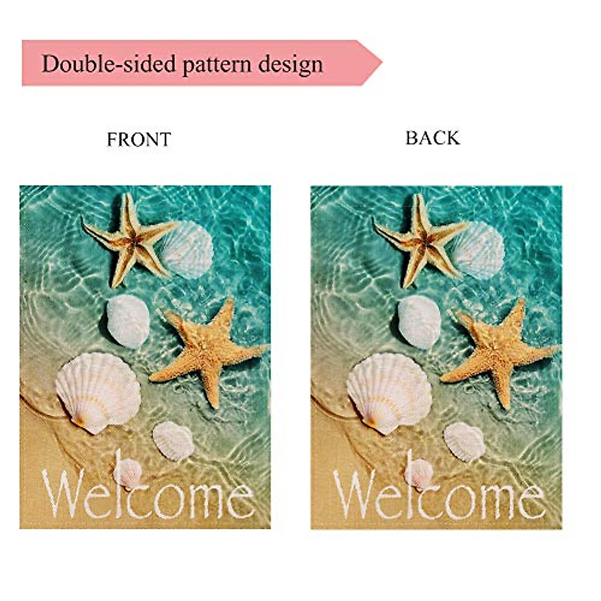Welcome Beach Garden Flag Starfish and Seashell Double Sided Decorative Sea Small Summer Fall Yard Decor Flags for Outdoor Decoration 12 X 18 Inch