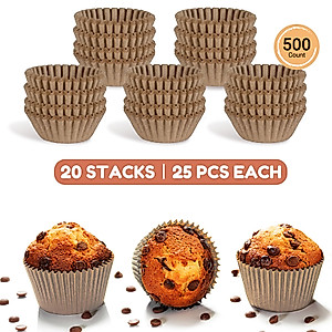 Parmedu 500pcs Paper Cupcake Liners: Mini Size 1.25 Inches Muffin Liners - Natural Baking Cups Cupcake Wrappers